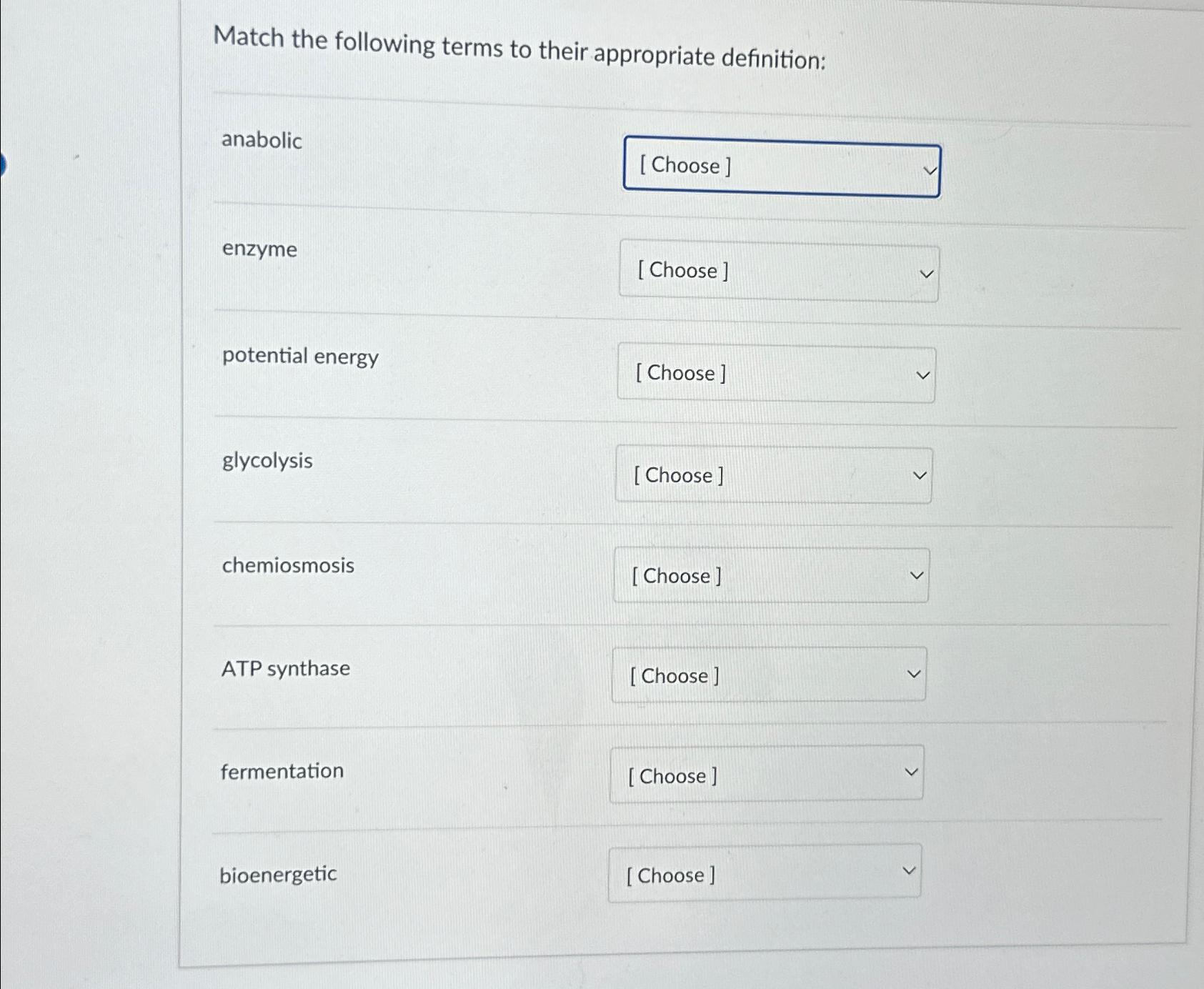Solved Match the following terms to their appropriate | Chegg.com