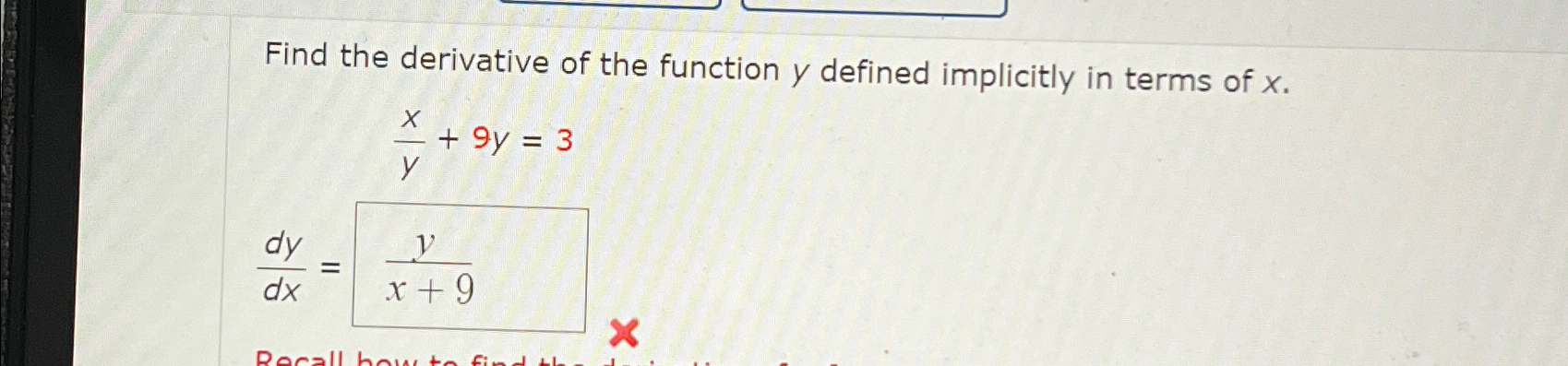 Solved Find the derivative of the function y ﻿defined | Chegg.com