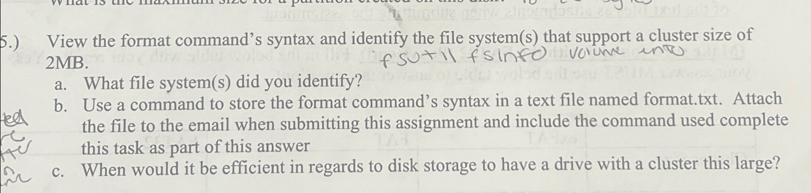 Solved How to solve 5.) ﻿View the format command's syntax | Chegg.com