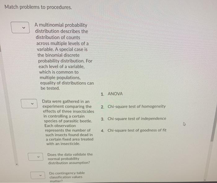 Solved Match problems to procedures. A multinomial | Chegg.com