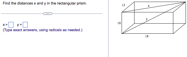 Solved Find the distances x ﻿and y ﻿in the rectangular | Chegg.com