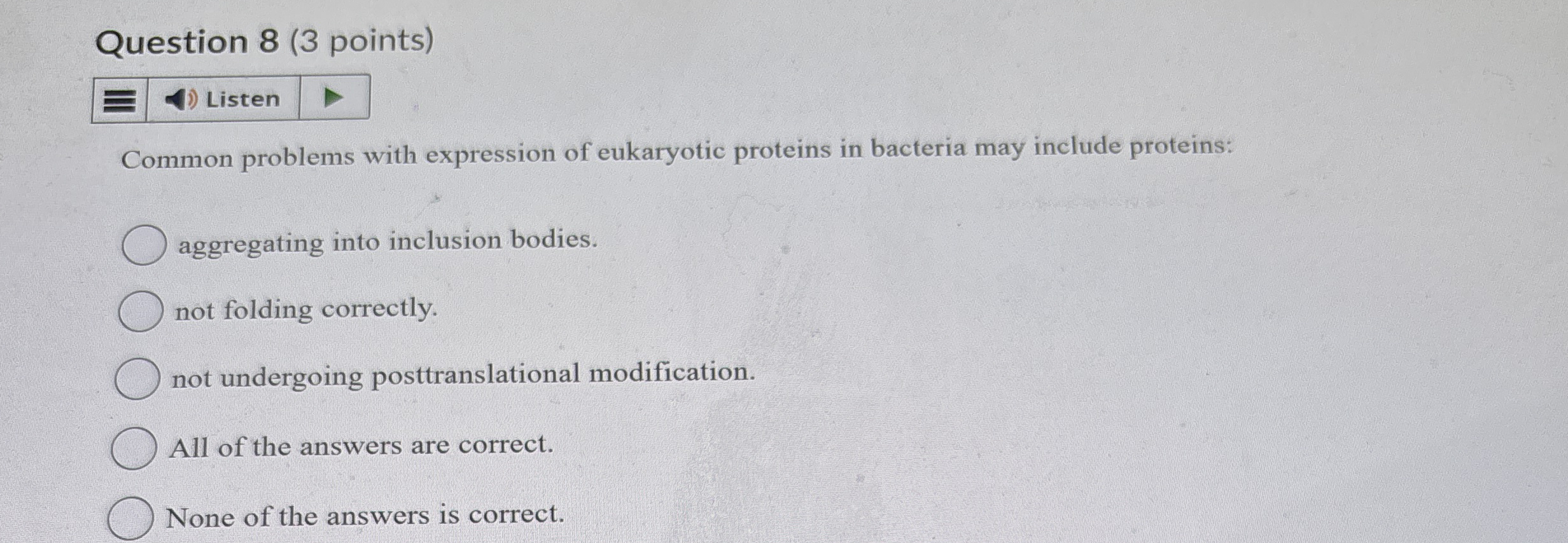 Solved Question 8 (3 ﻿points)Common problems with expression | Chegg.com