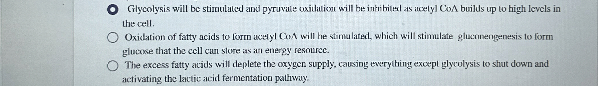 Solved Glycolysis will be stimulated and pyruvate oxidation | Chegg.com