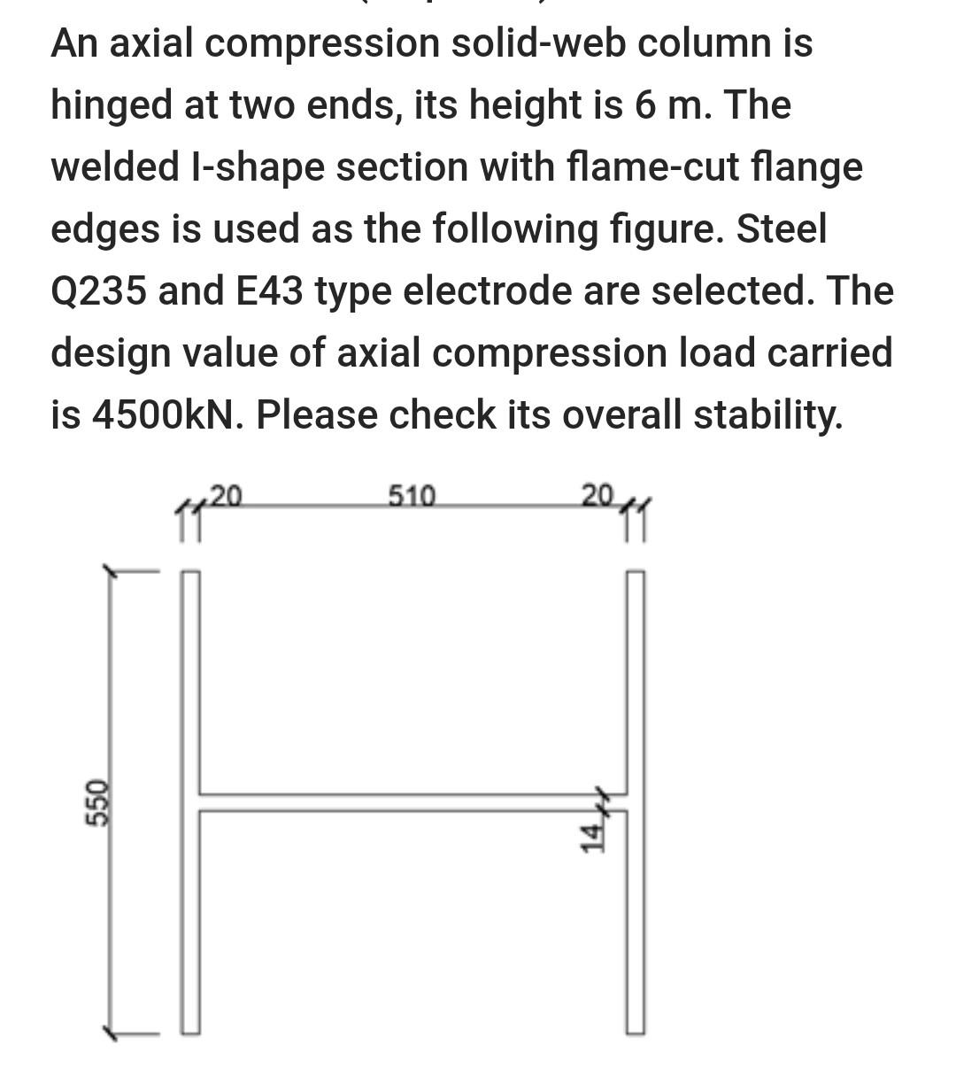 Solved An axial compression solid-web column is hinged at | Chegg.com