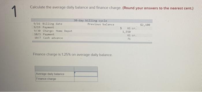 Solved Calculate the average daily balance and finance | Chegg.com