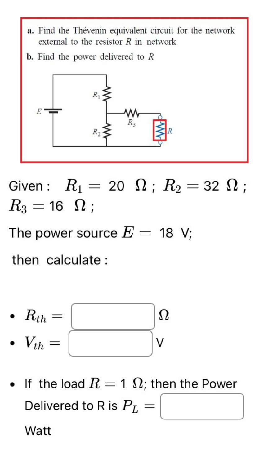 Solved a. ﻿Find the Thévenin equivalent circuit for the | Chegg.com