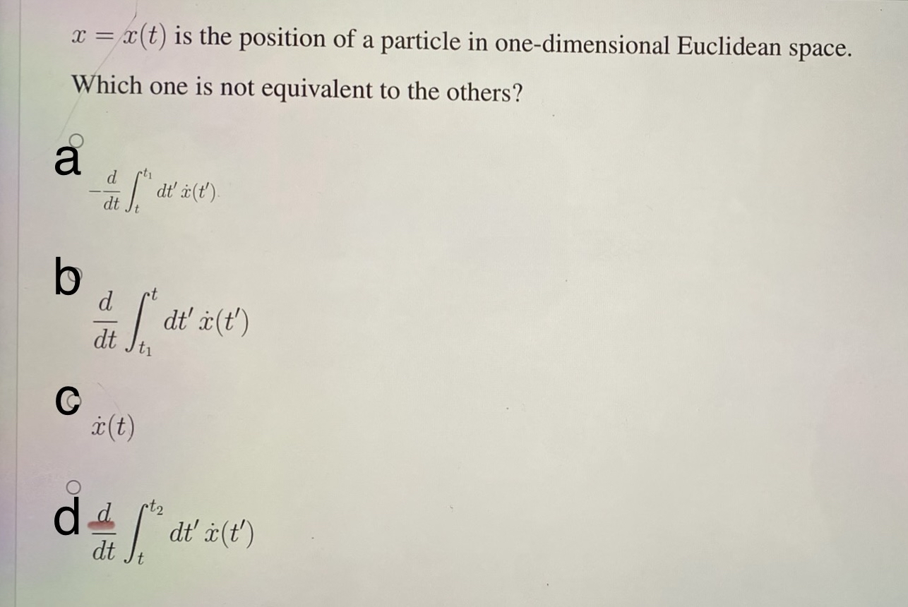 Solved x=x(t) ﻿is the position of a particle in | Chegg.com