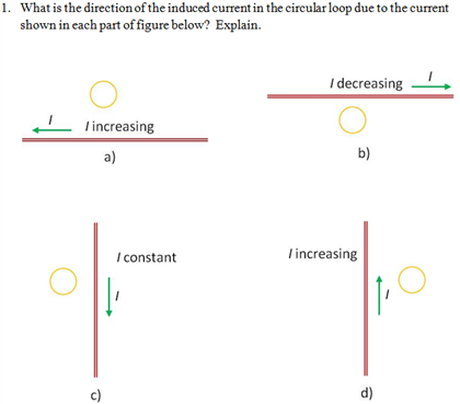 Solved What is the direction of the induced current in the | Chegg.com