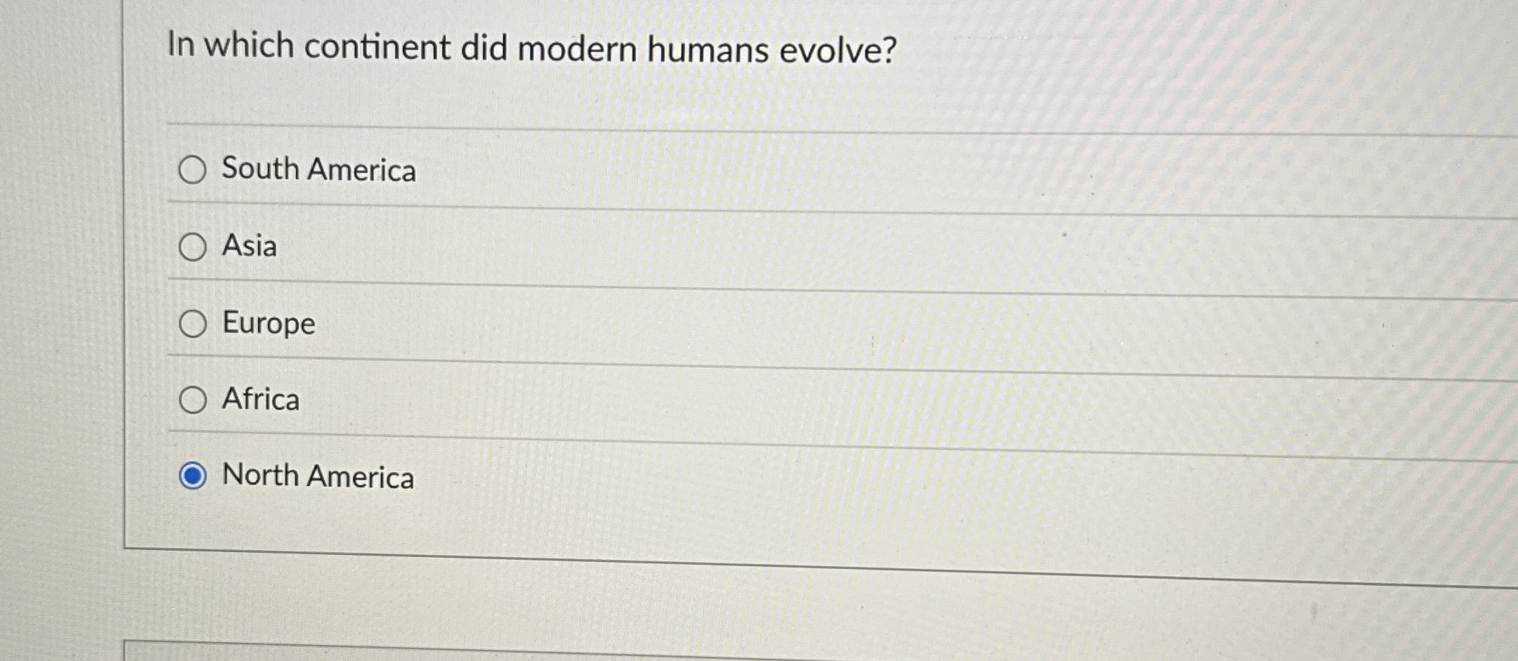 Solved In which continent did modern humans evolve?South | Chegg.com