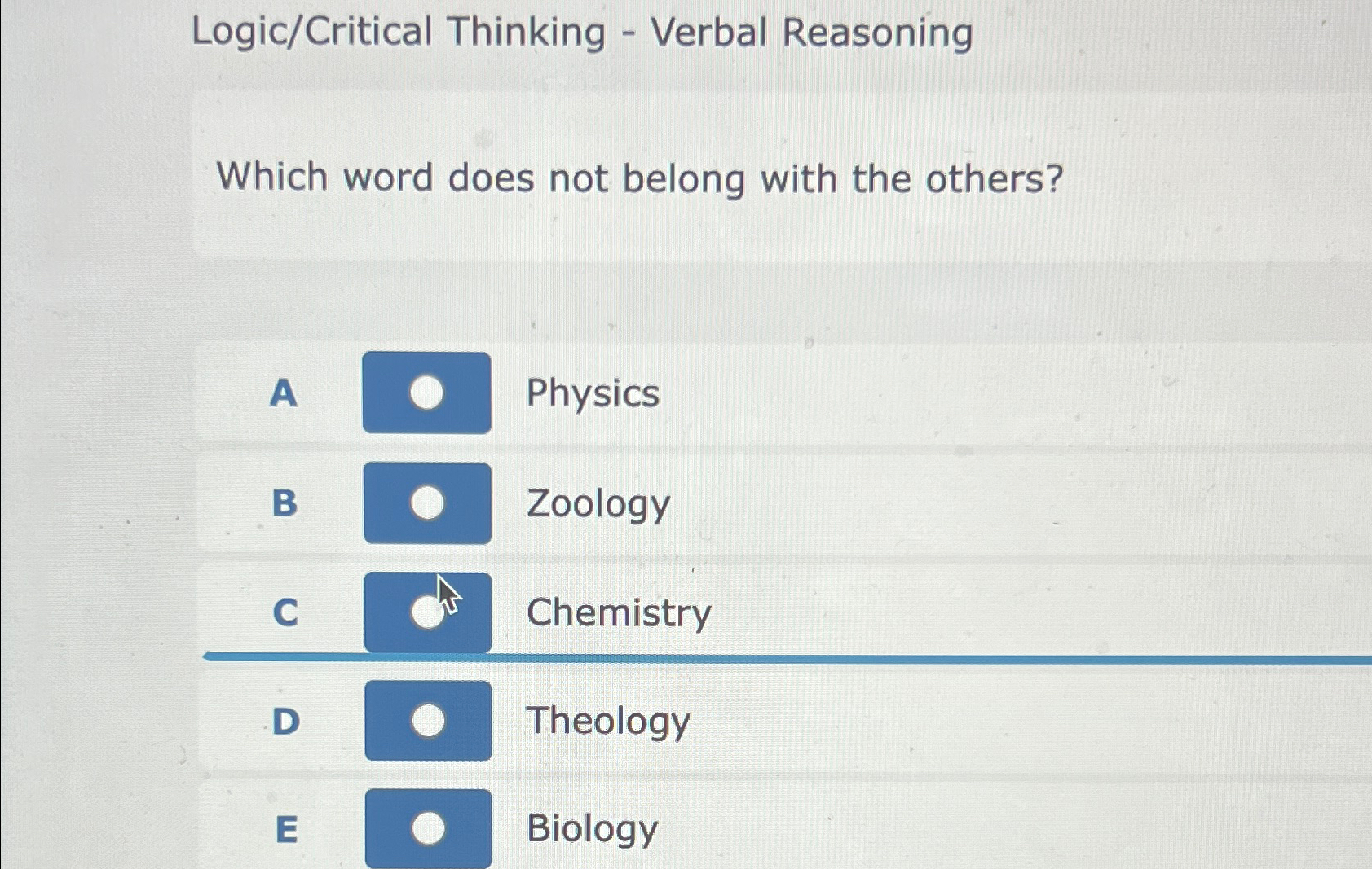 Solved Logic/Critical Thinking - ﻿Verbal ReasoningWhich word | Chegg.com