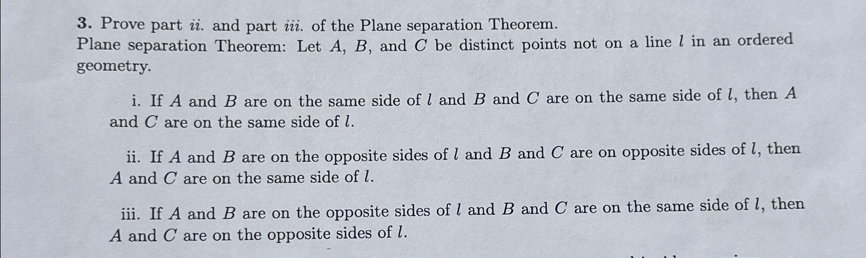Solved Prove part ii. ﻿and part iii. of the Plane separation | Chegg.com
