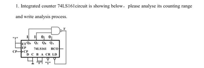 Solved 1. Integrated counter 74LS161 circuit is showing | Chegg.com