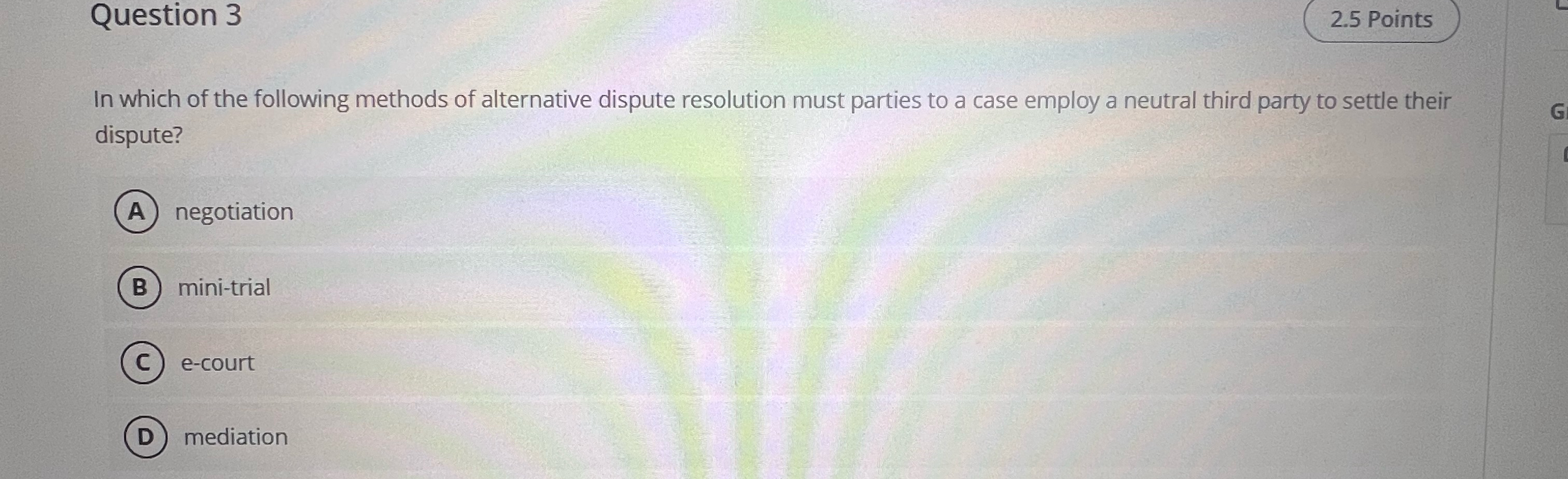Solved Question 3In which of the following methods of | Chegg.com