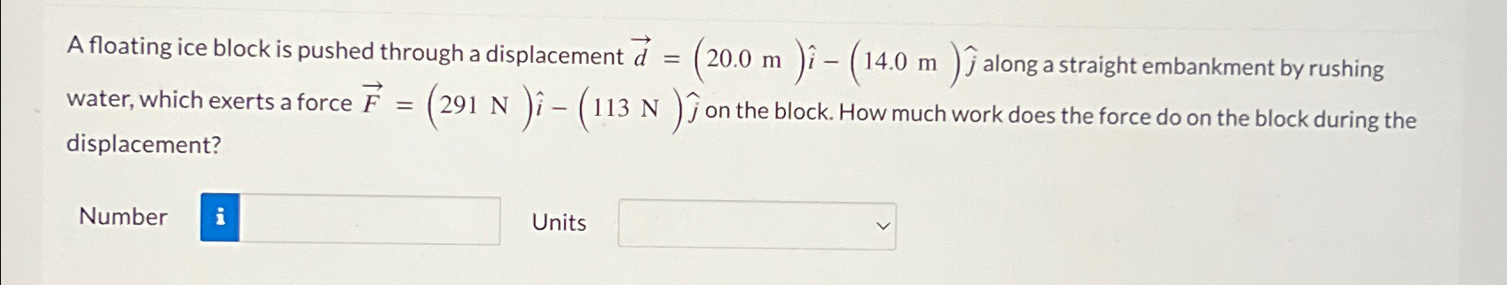 Solved A floating ice block is pushed through a displacement | Chegg.com