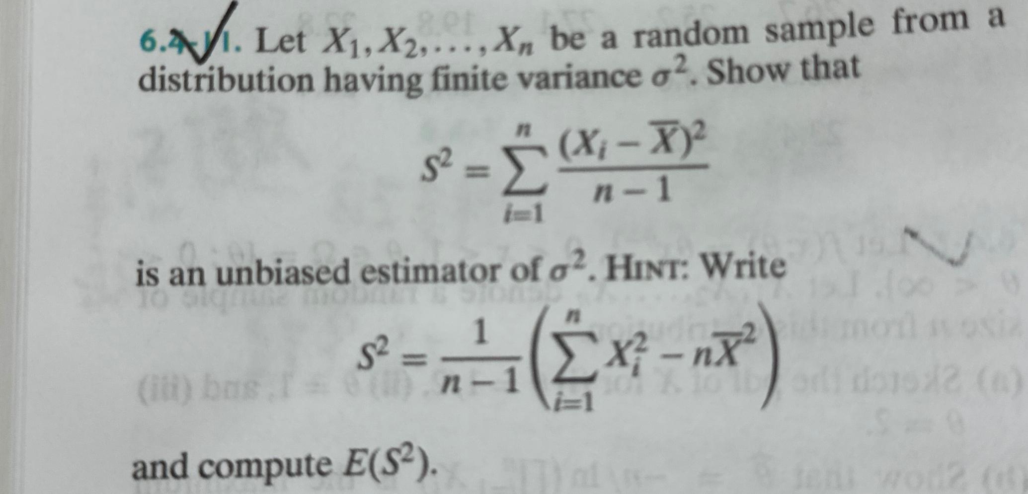 Solved 6.4 1. ﻿Let x1,x2,dots,xn ﻿be a random sample from a | Chegg.com