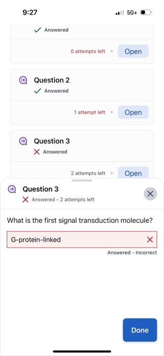 Solved 9:27 .ıl 5G+ Question 2 Answered 1 attempt left = | Chegg.com