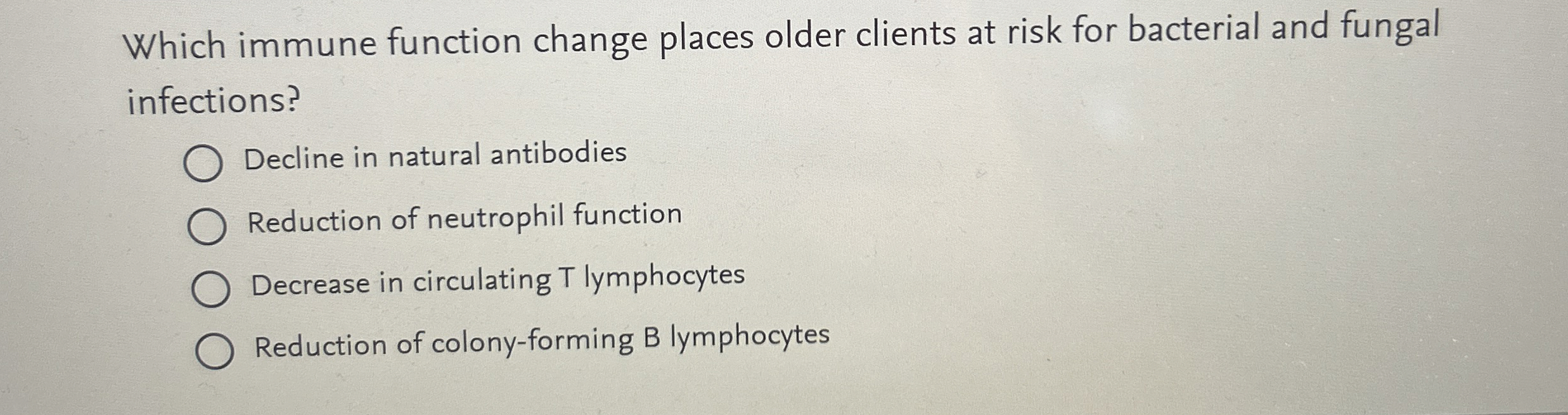 Solved Which immune function change places older clients at | Chegg.com