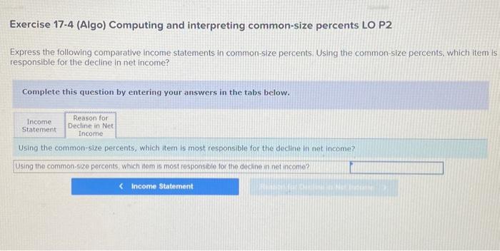 Solved Exercise 17-4 (Algo) Computing and interpreting | Chegg.com