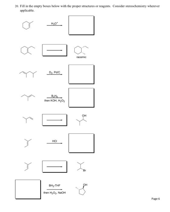 Solved 20. Fill in the empty boxes below with the proper | Chegg.com