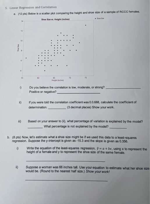 Solved 5. Linear Regression and Correlation a. (12 pts) | Chegg.com