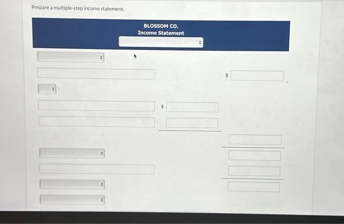 Solved Presented below is information for Blossom Co, for | Chegg.com