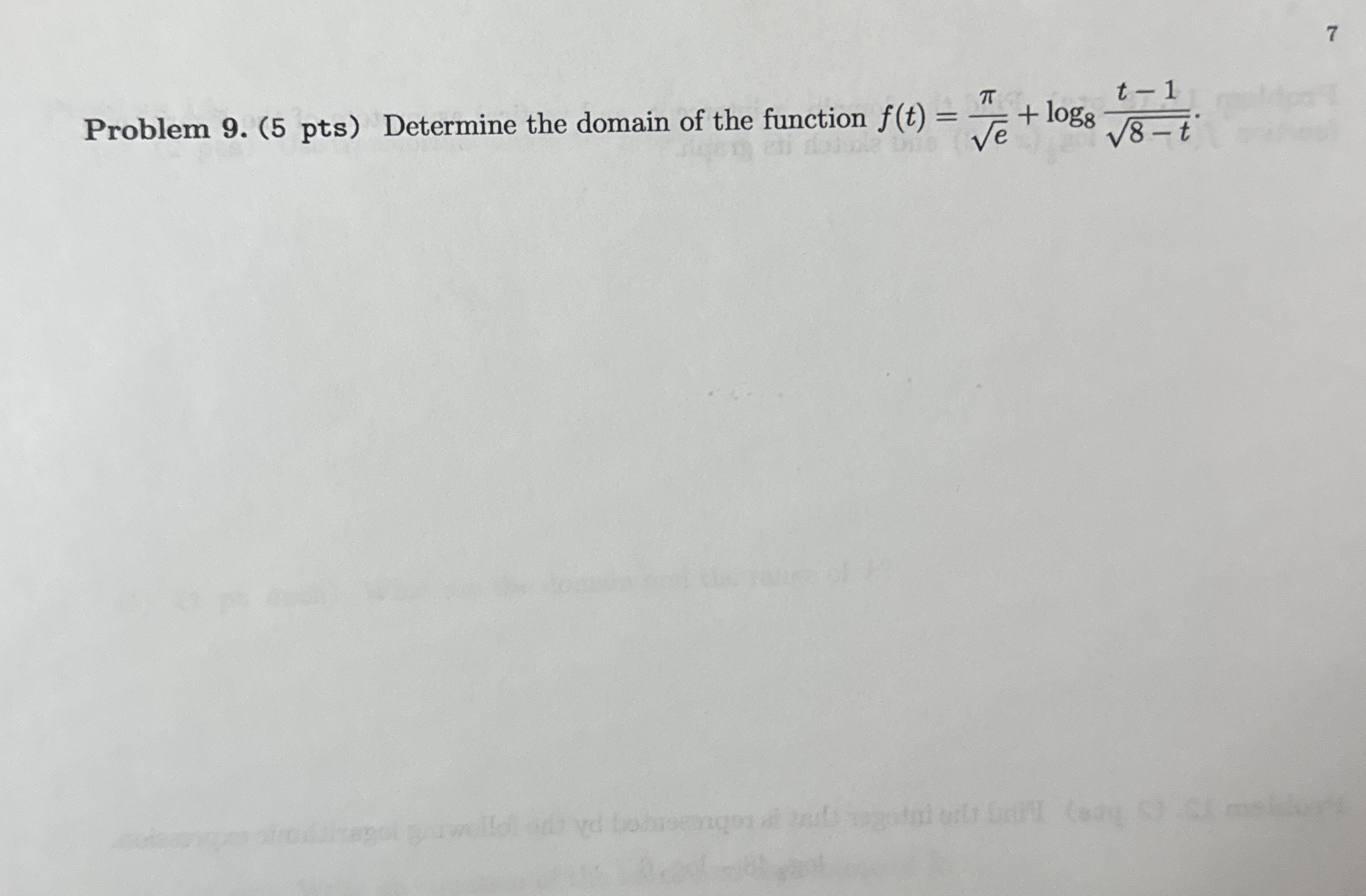 Solved 7Problem 9. (5 ﻿pts) ﻿Determine the domain of the | Chegg.com