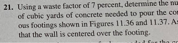 Solved 21. Using a waste factor of 7 percent, determine the | Chegg.com