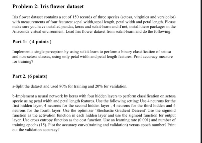 Solved Problem 2: Iris flower dataset Iris flower dataset | Chegg.com
