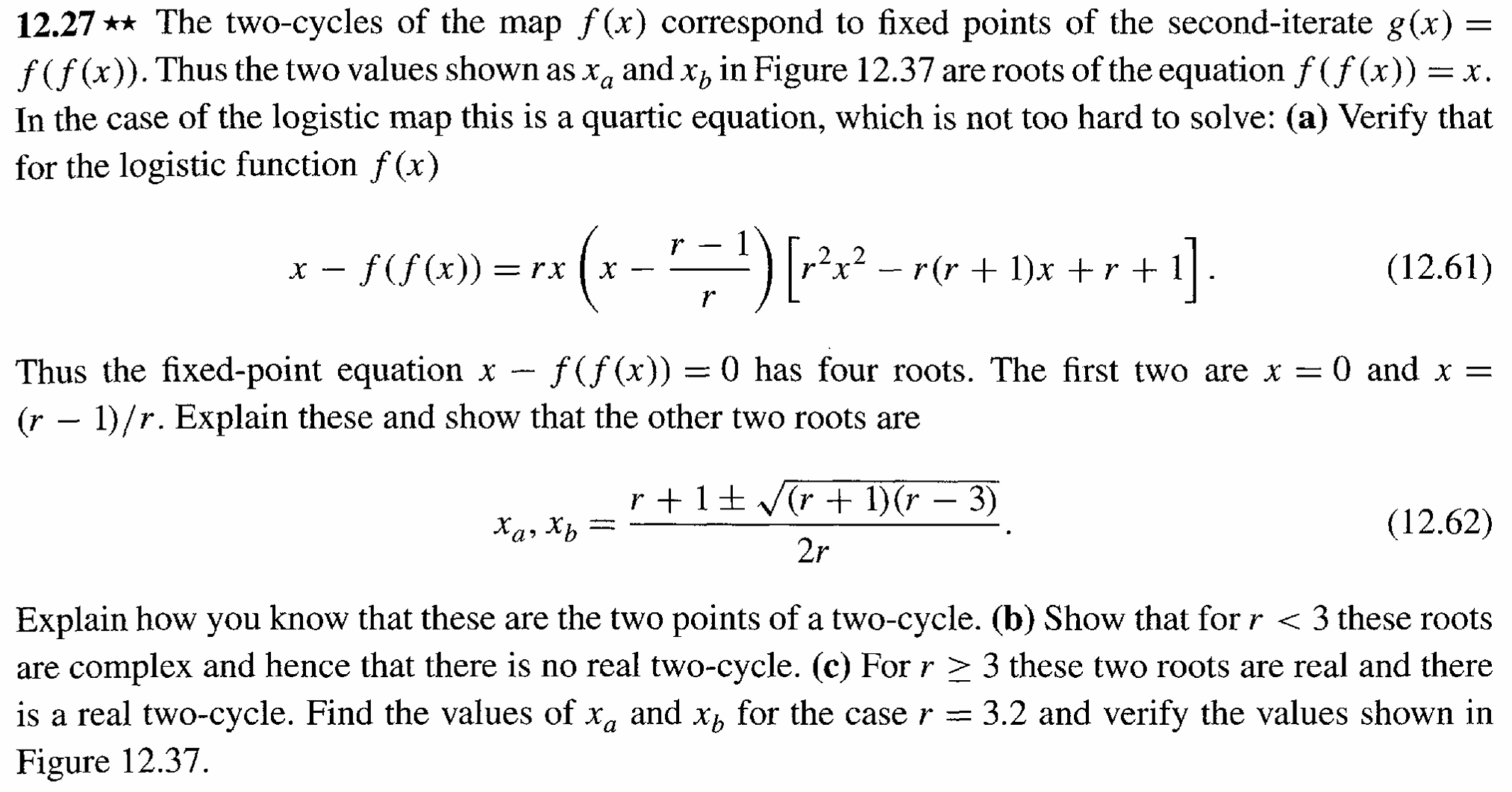 Solved 12.27 *** ﻿The two-cycles of ﻿the map f(x) | Chegg.com