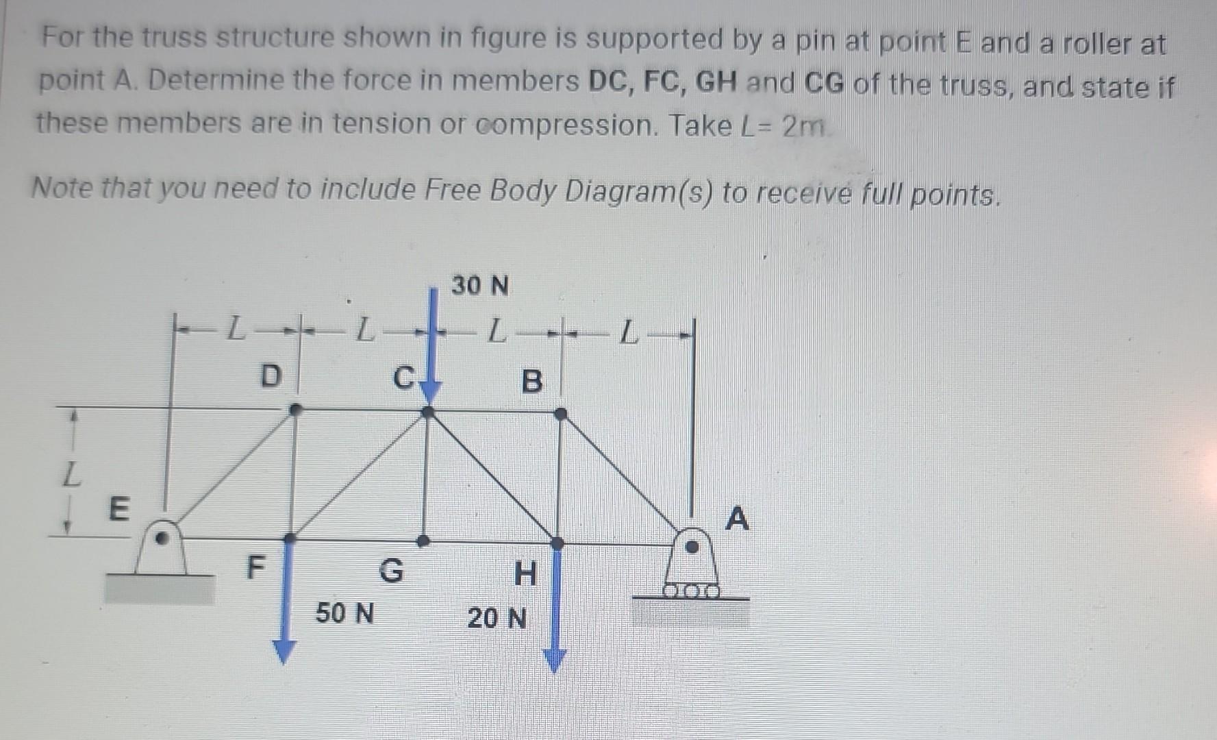 Solved For the truss structure shown in figure is supported | Chegg.com