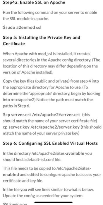Solved Configure SSL on an Apache webserver Overview The | Chegg.com