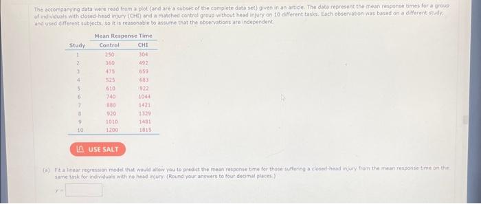Solved The accompanying data nere read from a plot (and are | Chegg.com