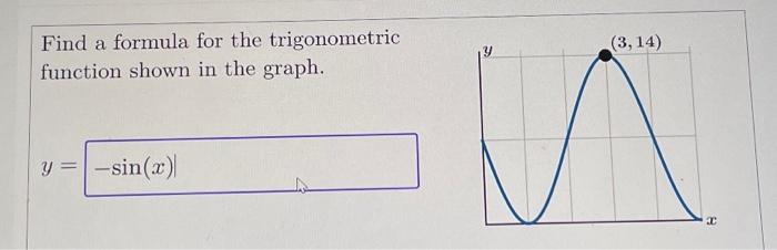Solved Find a formula for the trigonometric function shown | Chegg.com