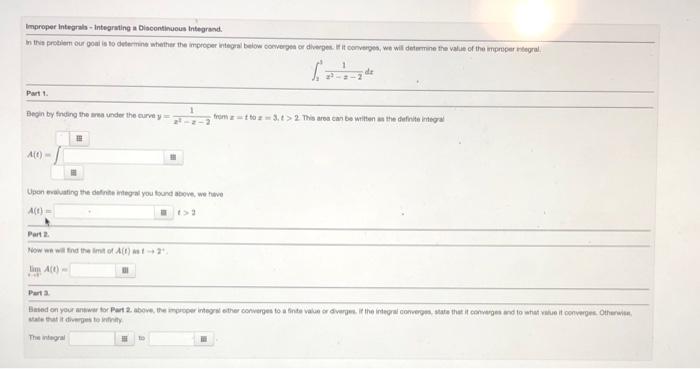 Solved Improper Integrals - Integrating a Discontinuous | Chegg.com