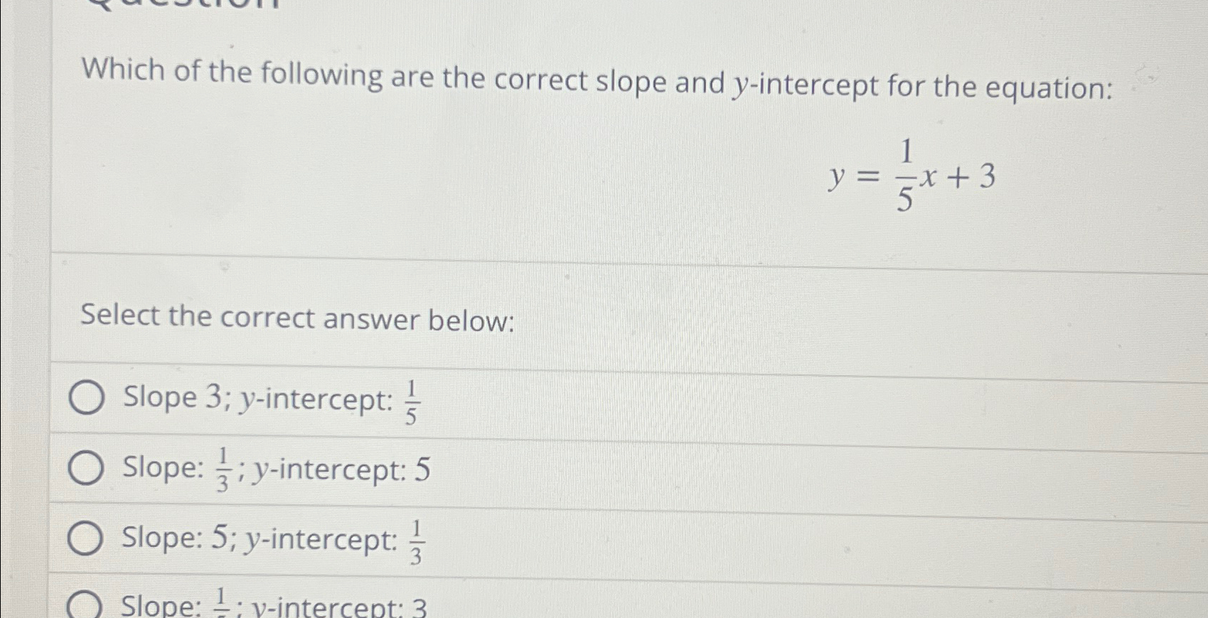 Solved Which of the following are the correct slope and | Chegg.com