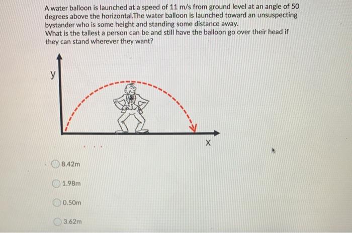 Solved A water balloon is launched at a speed of 11 m/s from | Chegg.com