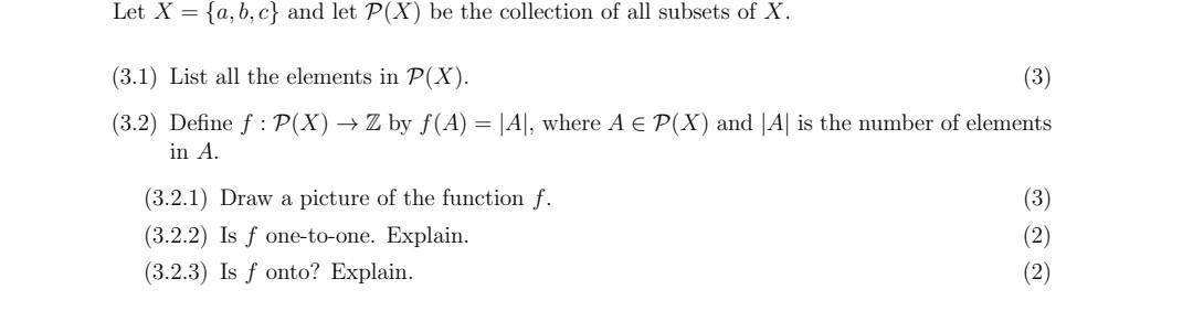 Solved Let X={a,b,c} and let P(X) be the collection of all | Chegg.com