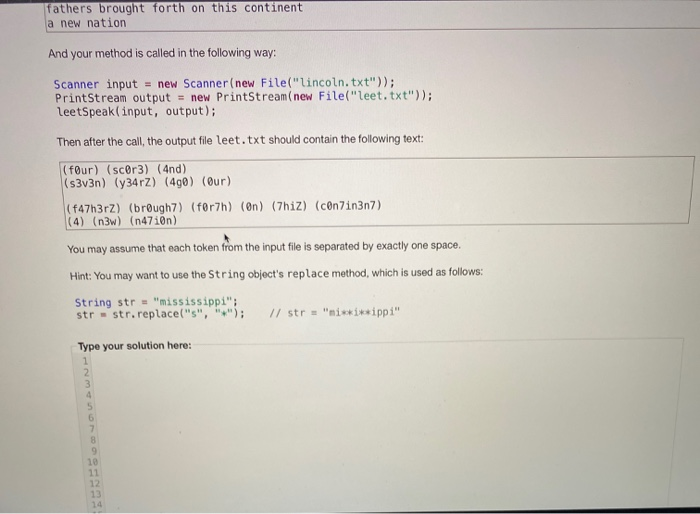 Solved Write a method leetSpeak that accepts two parameters: | Chegg.com