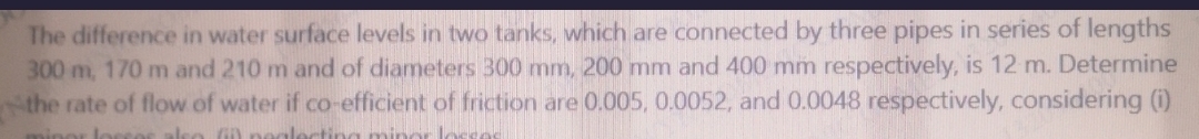 Solved The difference in water surface levels in two tanks, | Chegg.com