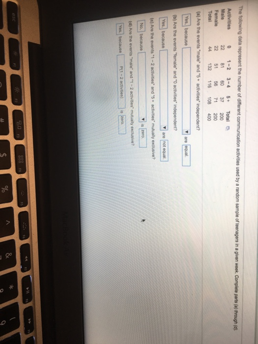 Solved A The following data represent the number of | Chegg.com
