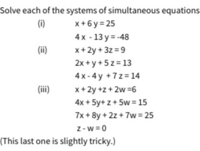 Solved (ii) Solve each of the systems of simultaneous | Chegg.com