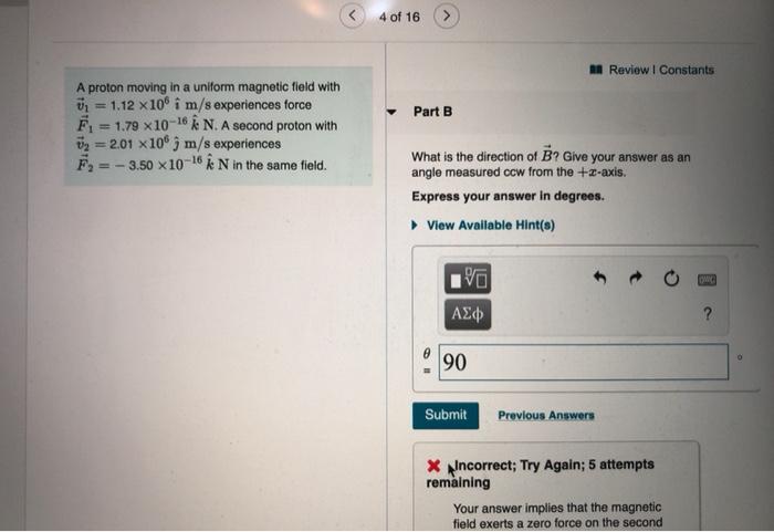 Solved Review I Constants A proton moving in a uniform | Chegg.com