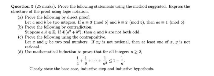 Solved Question 5 (25 marks). Prove the following statements | Chegg.com