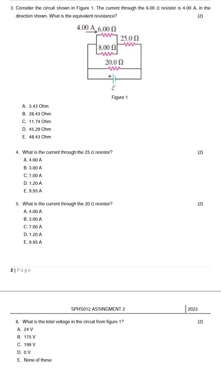 Solved Rnrnuse The Following Circuit To Answer Question 