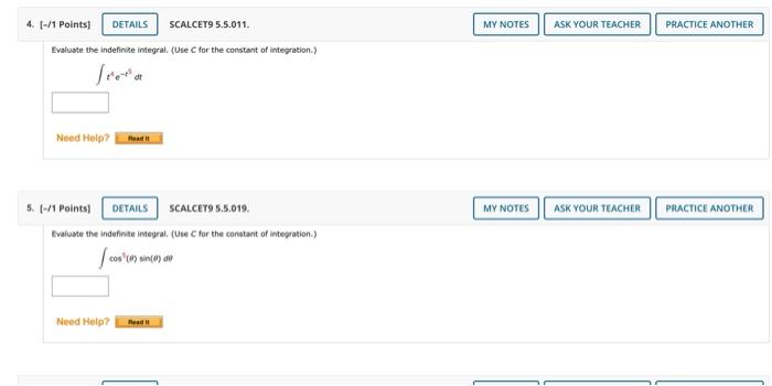 Solved Evaluate the indefinite integral. (Use C for the | Chegg.com