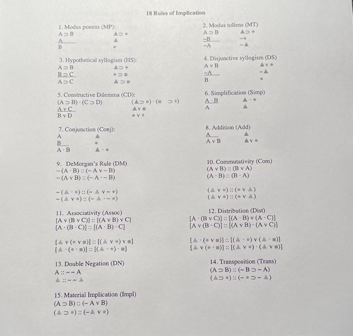 Solved (note photo 3 and 4 are the 18 rules of implication) | Chegg.com