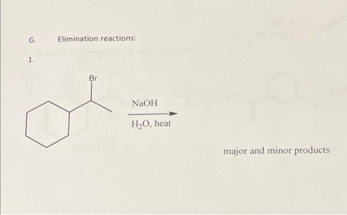 Solved G. Elimination reactions: 1. Br NaOH H2O, heat major | Chegg.com