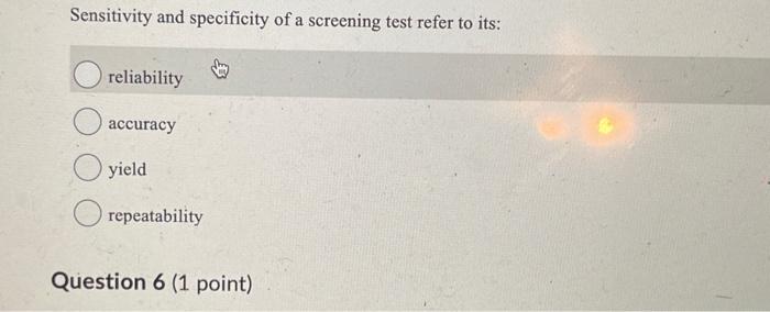 Solved Sensitivity and specificity of a screening test refer | Chegg.com