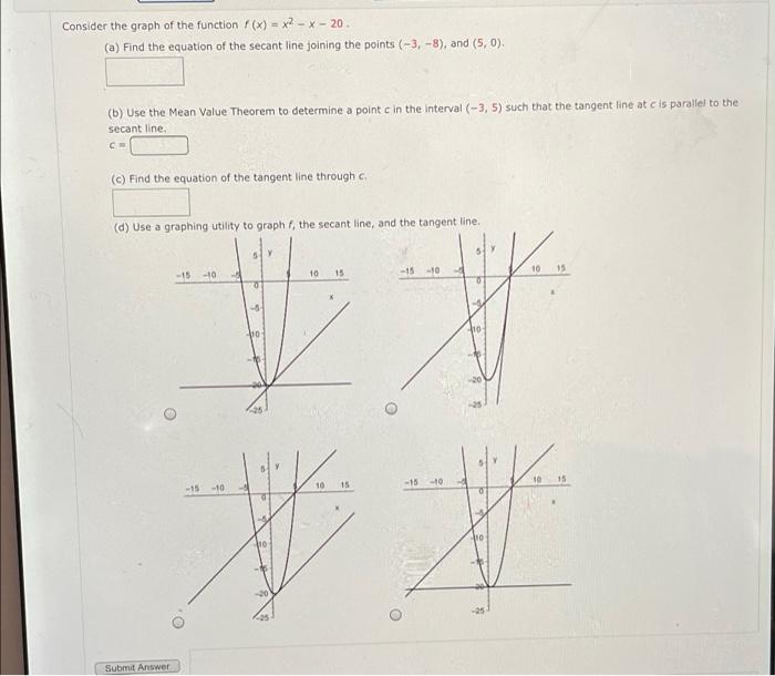 Solved Consider the graph of the function f(x) = x2 - x - | Chegg.com