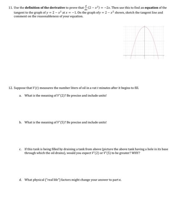 Solved 11. Use the definition of the derivative to prove | Chegg.com